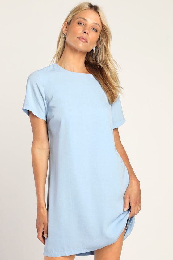 Light Blue Dress - Shift Dress - Short Sleeve Dress - Lulus