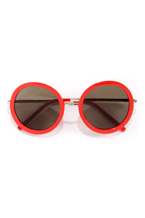 Cute Red Sunglasses - Round Sunglasses - Retro Sunglasses - $9.00 - Lulus