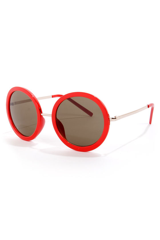 Cute Red Sunglasses - Round Sunglasses - Retro Sunglasses - $9.00 - Lulus