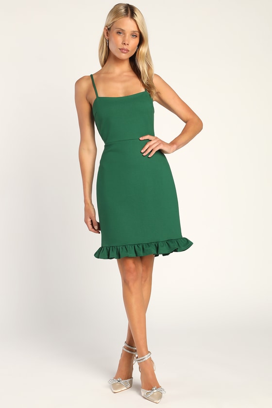 Sexy Green Dress Green Bodycon Dress Ruffle Mini Dress Lulus