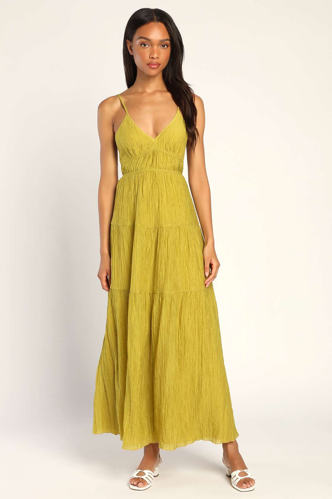 Chartreuse Dress - Tiered Maxi Dress - Backless Maxi Dress - Lulus