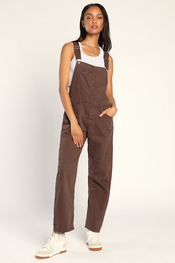 Free People Ziggy Denim Overalls - Brown Overalls - Denim Overall - Lulus