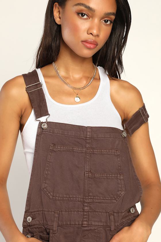 Free People Ziggy Denim Overalls - Brown Overalls - Denim Overall - Lulus