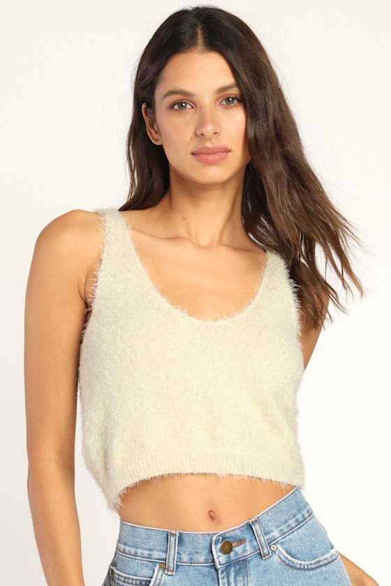 Eyelash Knit Tank Top - Cream Tank Top - Sweater Tank Top - Lulus