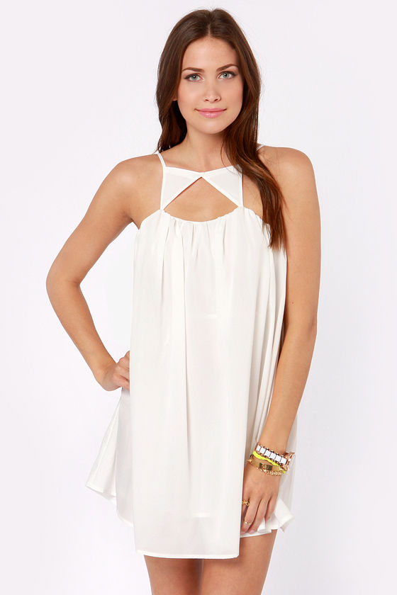 Pretty White Dress - Tank Dress - Cutout Dress - $40.00 - Lulus