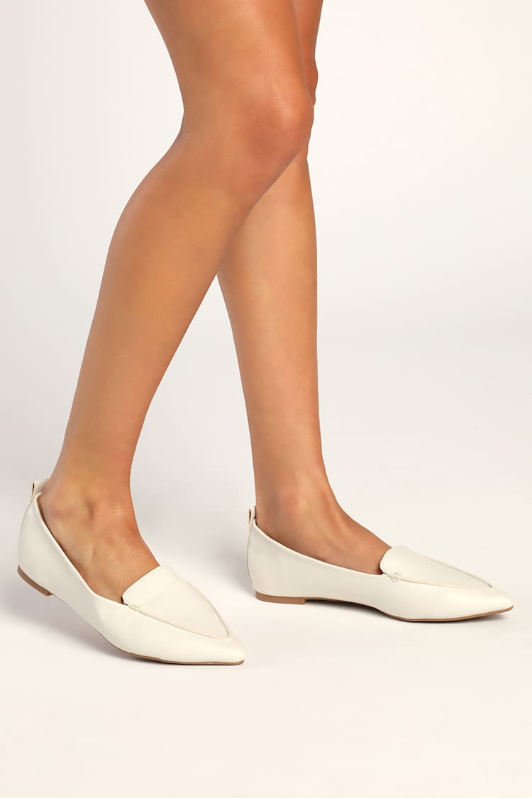 Ivory Leather Flats
