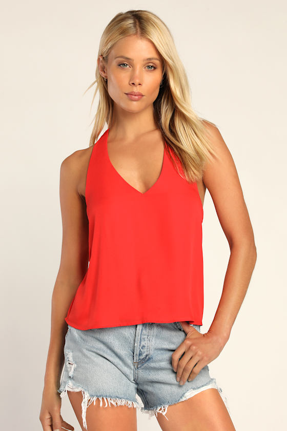Coral Red Tank Top - V-Neck Tank Top - Cute Racerback Top - Lulus