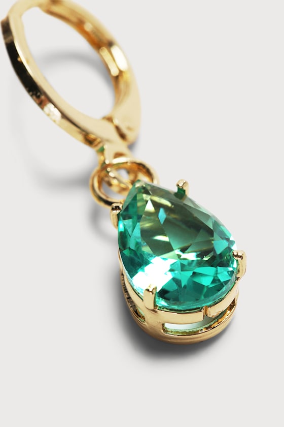 Gold Teardrop Earrings - Green Teardrop Earrings - Drop Earrings - Lulus