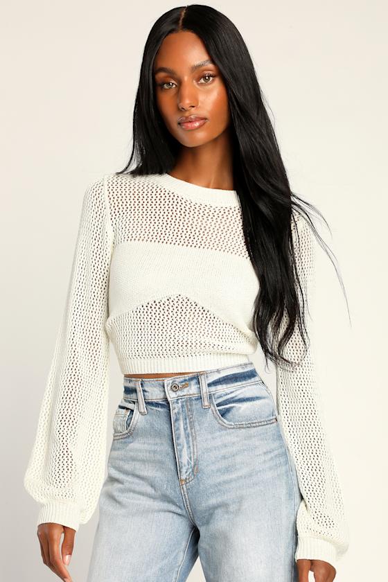 Ivory Loose Knit Sweater - Open Knit Sweater - Sheer Sweater - Lulus