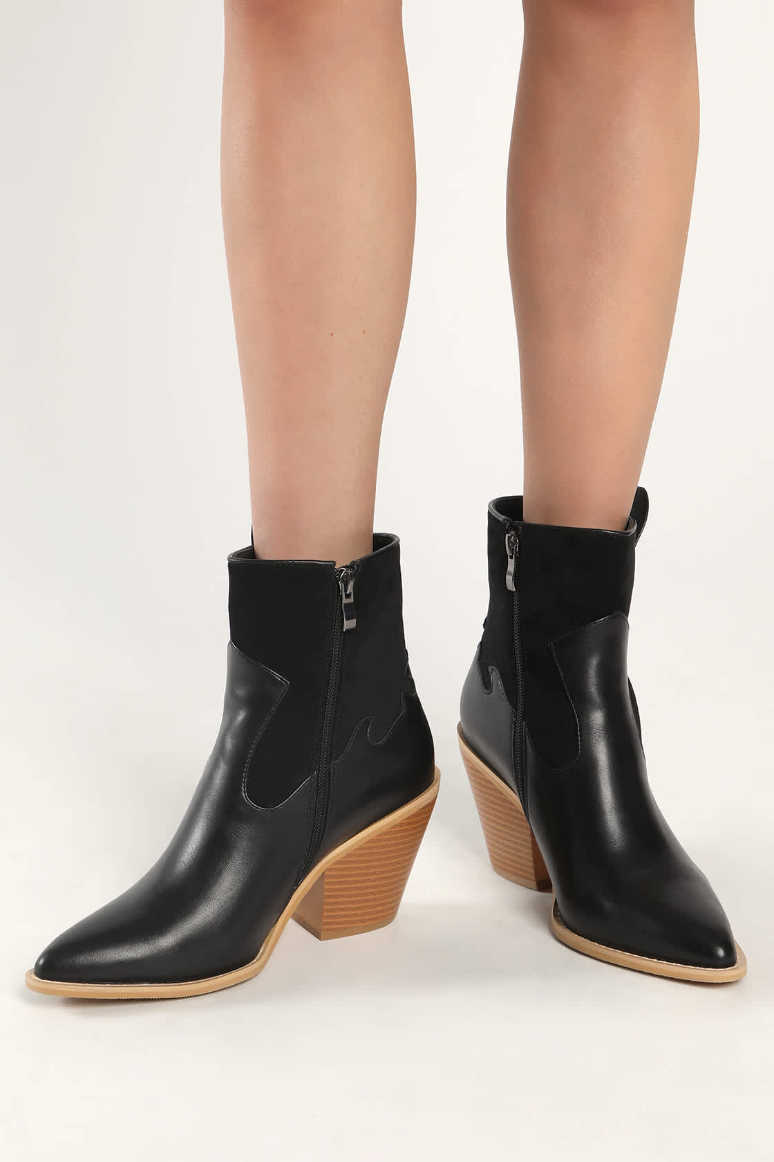 Black Ankle Boots - Western Ankle Boots - Faux Leather Boots - Lulus