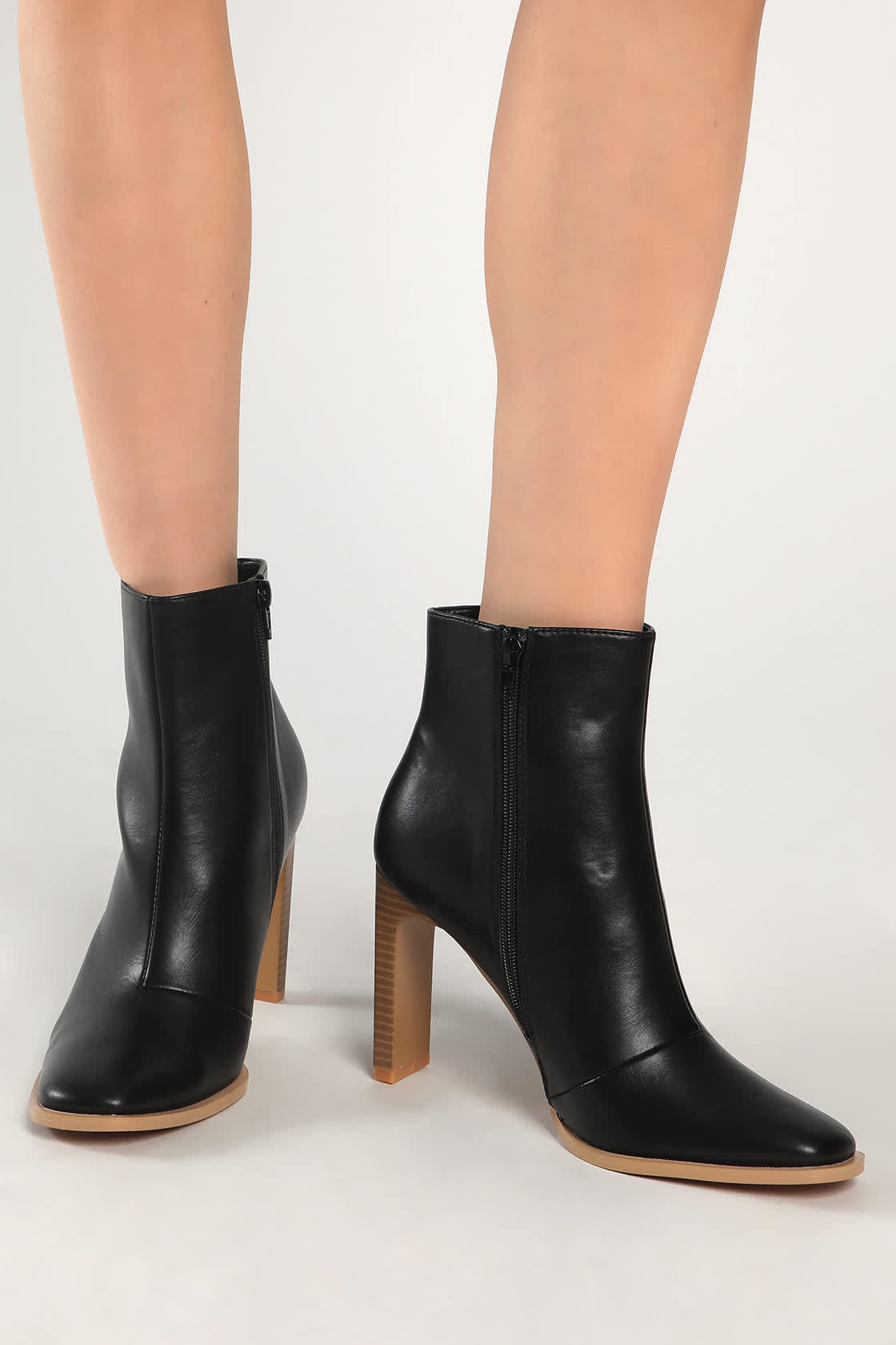 Black Ankle Booties - Faux Leather Ankle Boots - Blade Heel Boots - Lulus