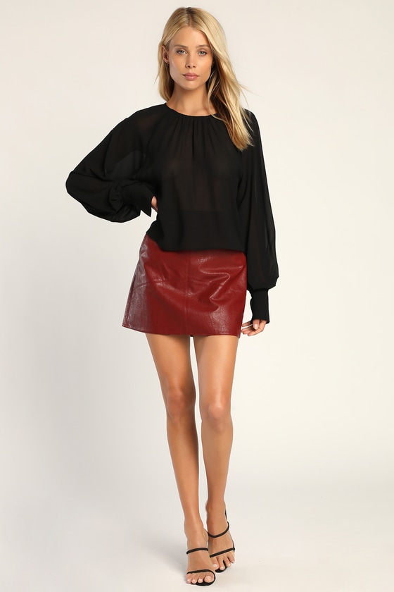Black Sheer Top Long Sleeve Top Sheer Chiffon Top Lulus