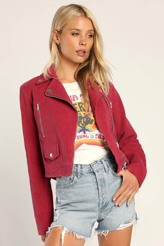 Cute Berry Pink Jacket - Moto Jacket - Lightweight Jacket - Lulus