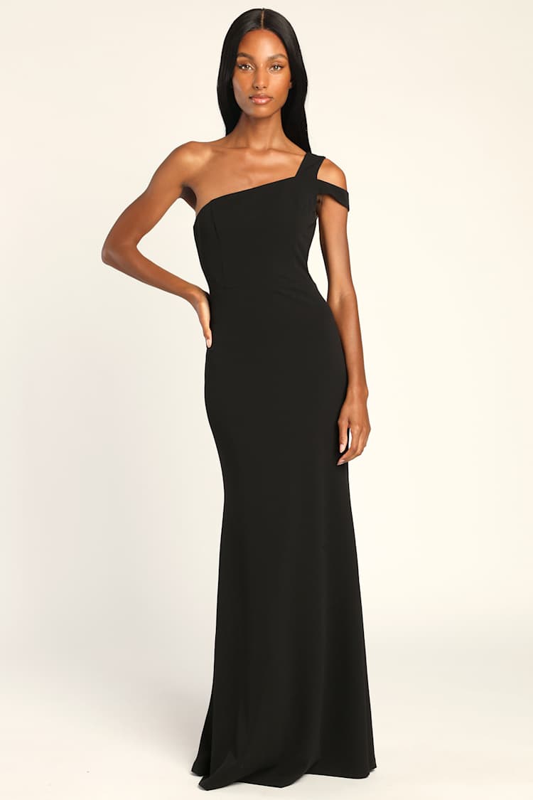 One Shoulder Black Dresses