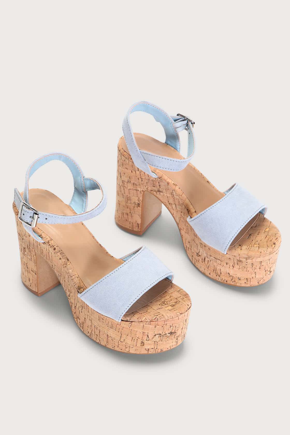 Blue Platform Sandals - Cork Platform Sandals - Open Toe Sandals - Lulus