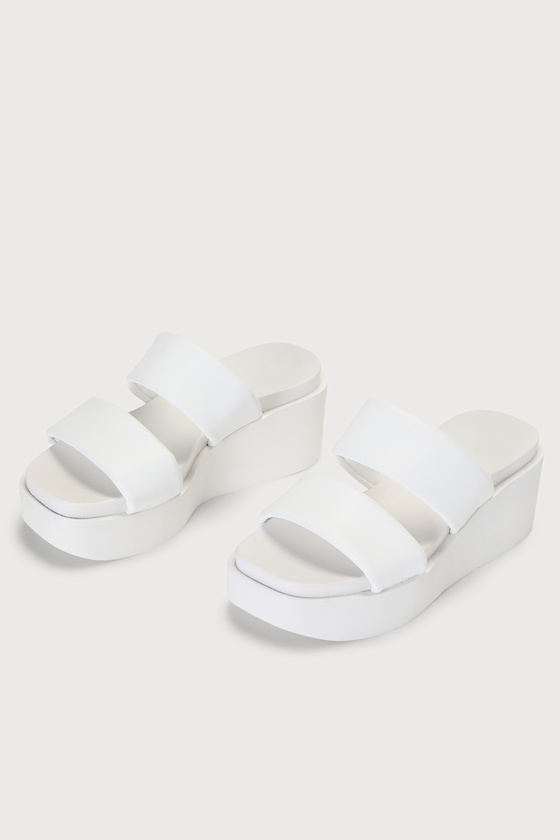 White Platform Sandals - Slide-On Platforms - Platform Slides - Lulus