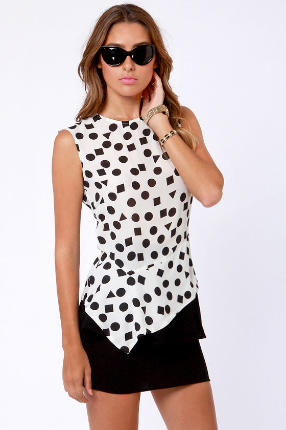 Cute Geometric Print Top - Sleeveless Top - Peplum Top - $37.00 - Lulus