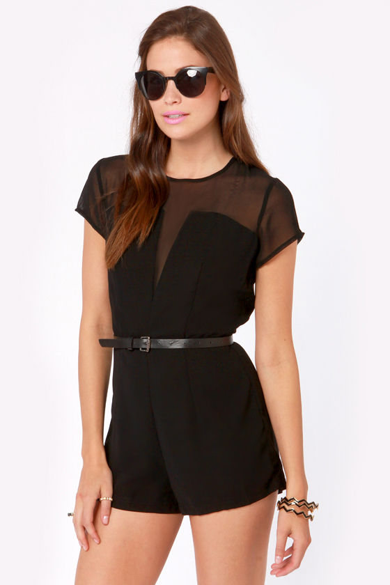 Sexy Belted Romper - Black Romper - Short Sleeve Romper - $52.00 - Lulus