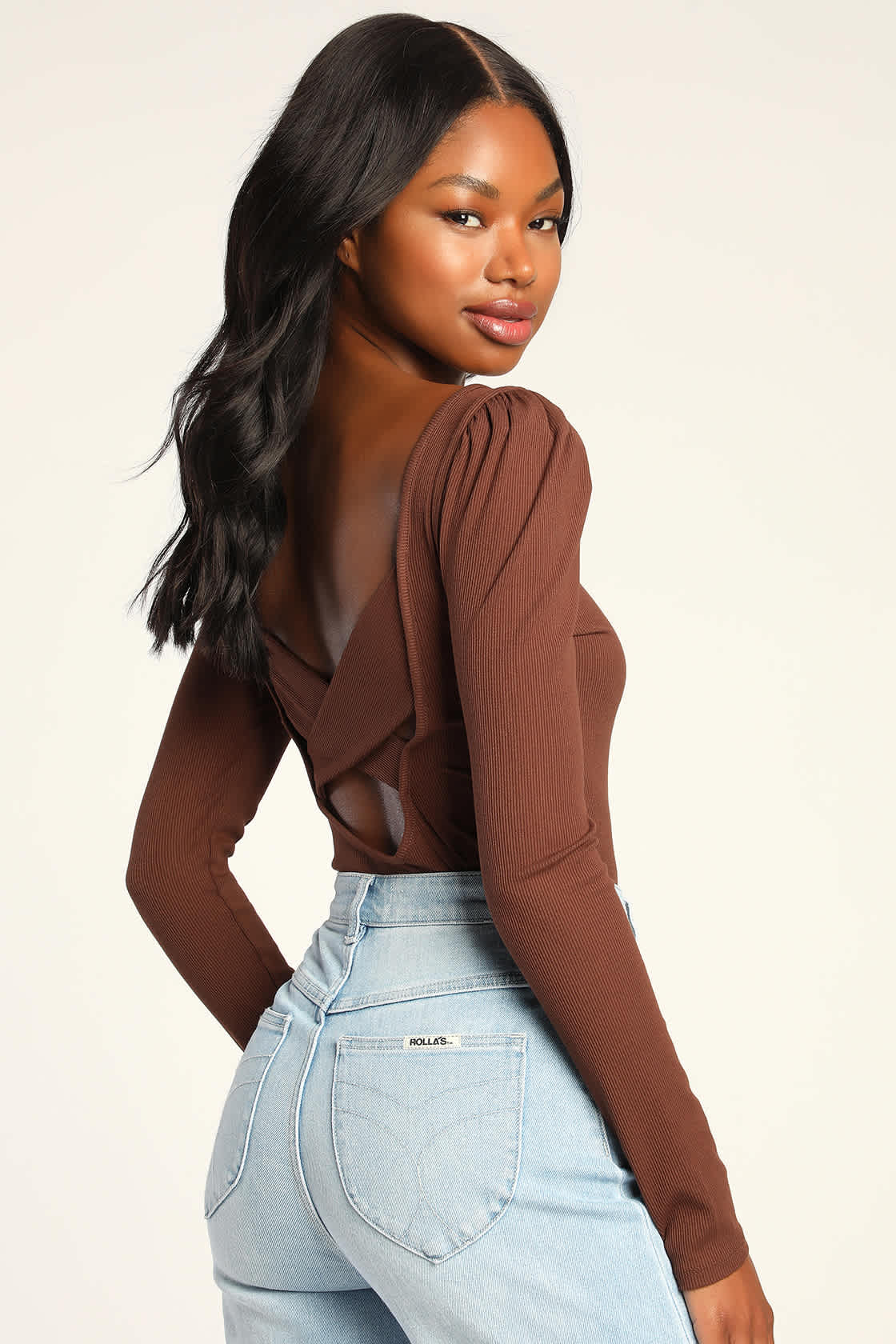 Brown Bodysuit - Long Sleeve Bodysuit - Ribbed Knit Bodysuit - Lulus