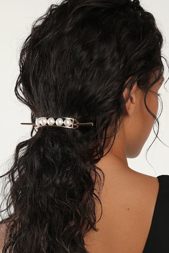 Gold Hairpin - Pearl Hairpin - Rectangular Hair Pin - Lulus