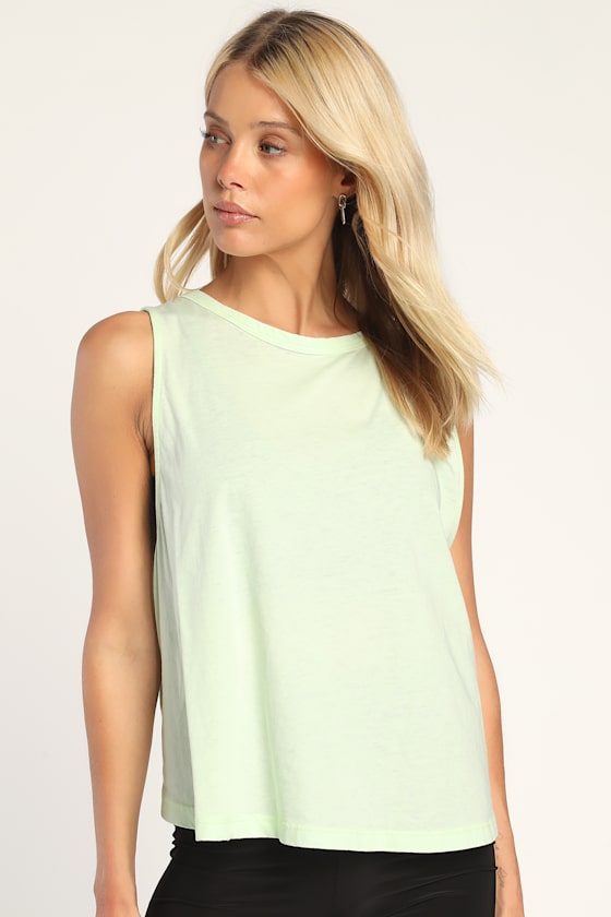 Mint Green Tank - Burnout Muscle Tank - Cross Back Tank Top - Lulus
