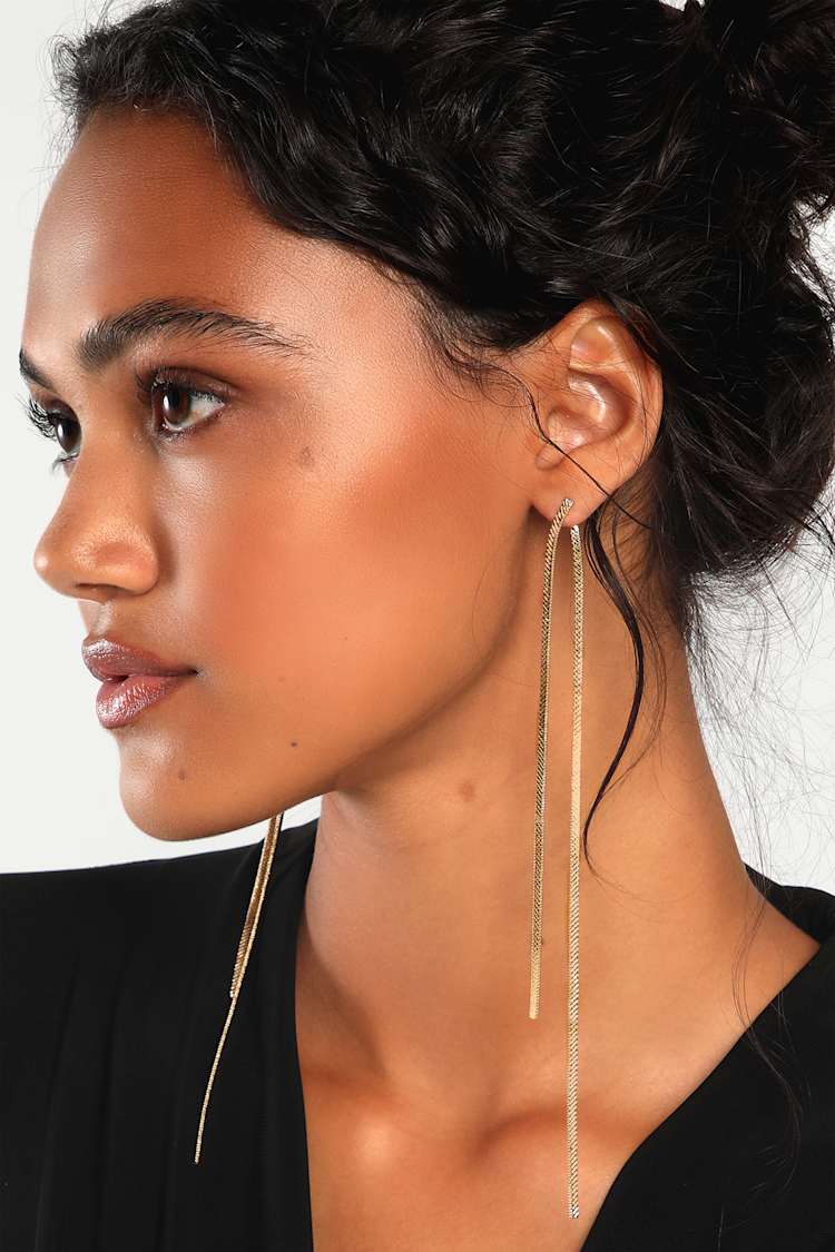 Gold Dangle Chain Earrings