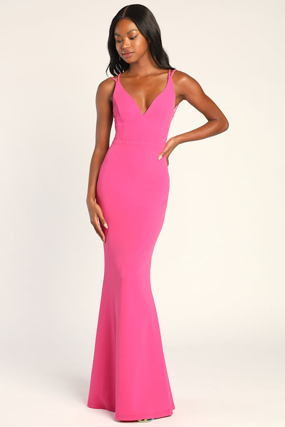 Hot Pink Maxi - Strappy Back Dress - Backless Gown - Lulus