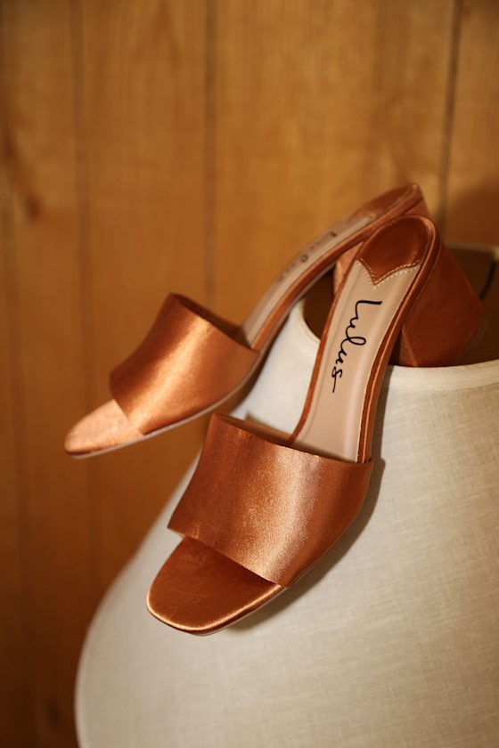 Rust Heels - Satin Heels - Satin Sandals - Block Heels - Lulus
