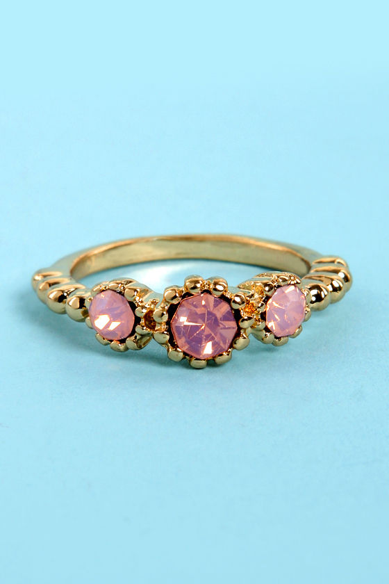 Lovely Rhinestone Ring - Gold Ring - Pink Ring - $11.00 - Lulus