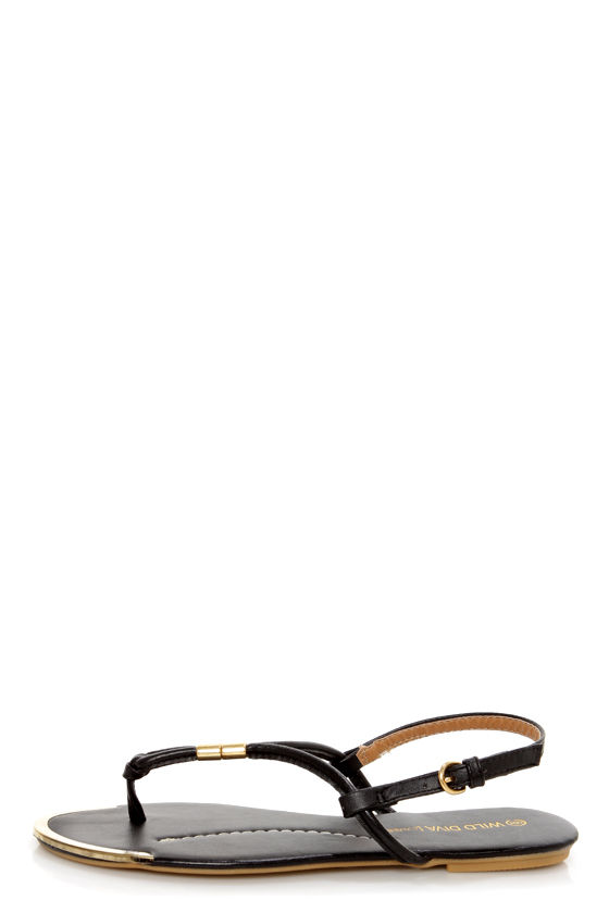Wild Diva Lounge Tabiana 04 Black and Gold Thong Sandals - $18.00 - Lulus