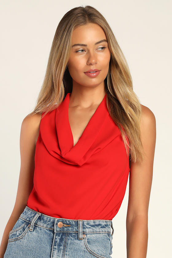Red Cowl Neck Top - Cowl Neck Tank Top - Office Chic - Office Top - Lulus