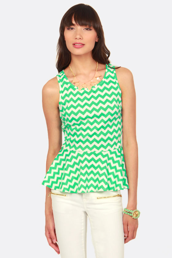 Pretty Sea Green Top - Chevron Top - Peplum Top - $27.00 - Lulus
