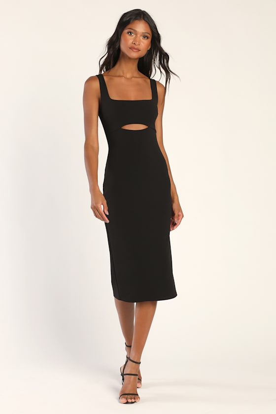 Black Midi Dress - Bodycon Midi Dress - Sleeveless Cutout Dress - Lulus