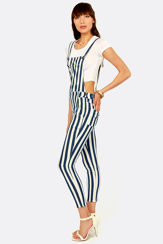 Cute Blue and White Overalls - Striped Overalls - $54.00 - Lulus