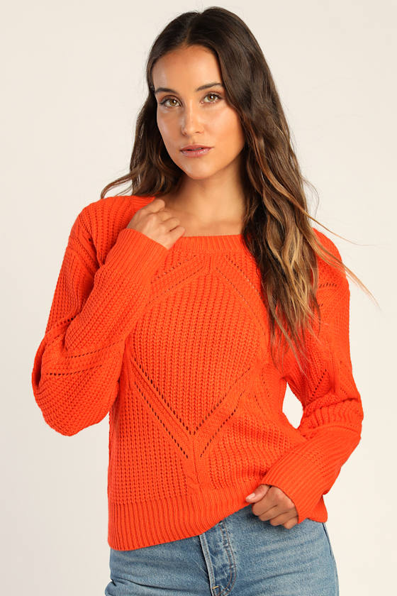 Bright Orange Sweater - Pullover Sweater - Loose Knit Sweater - Lulus