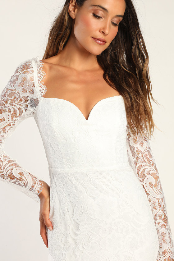 White Lace Dress Mermaid Lace Dress Lace Long Sleeve Dress Lulus