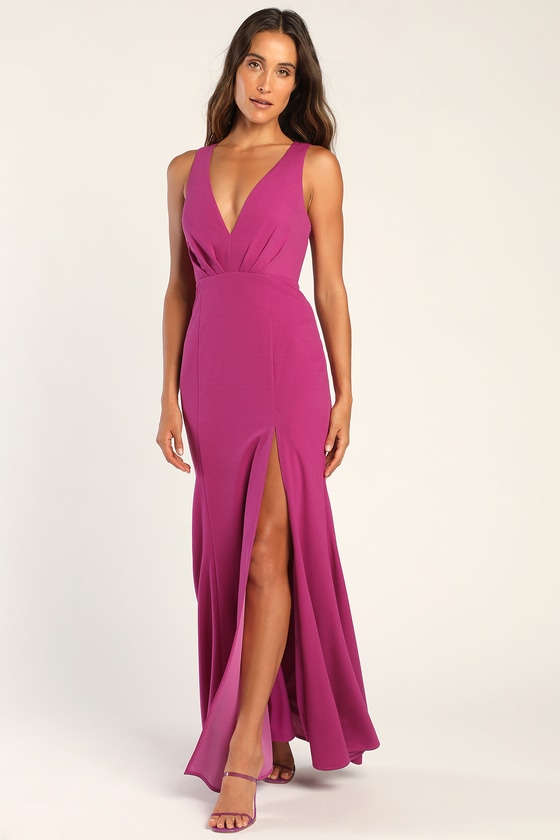Magenta Mermaid Maxi Dress Formal Dress Backless Dress Lulus