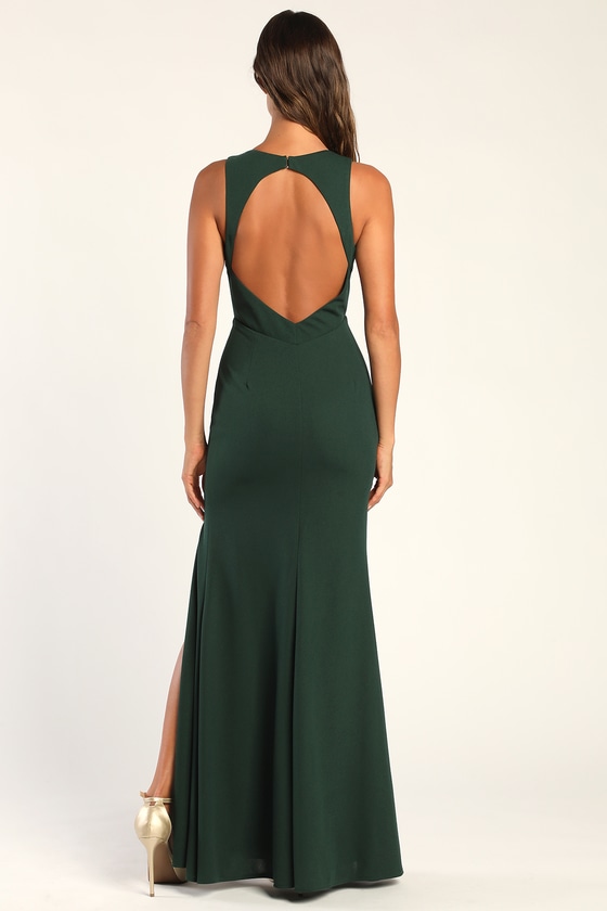Dark Green Mermaid Maxi Dress Formal Dress Backless Dress Lulus