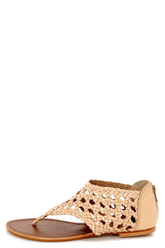 Restricted Destiny Natural Wicker Ankle Cuff Thong Sandals - $57.00 - Lulus