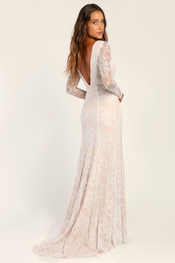 Ivory Lace Dress Mermaid Maxi Dress Long Sleeve Dress Lulus