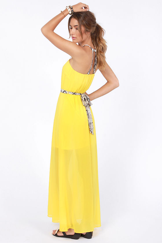 Cute Yellow Dress - Maxi Dress - Snake Print Dress - $46.00 - Lulus
