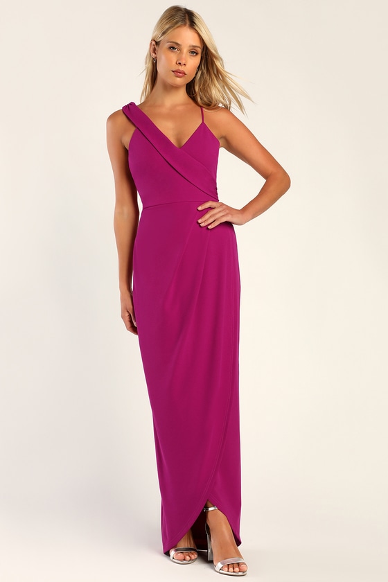 Magenta Maxi Dress Faux Wrap Maxi Dress Surplice Maxi Dress Lulus