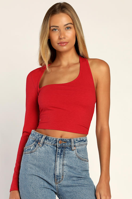 Red Asymmetrical Top - One-Shoulder Top - Women's Tops - Lulus