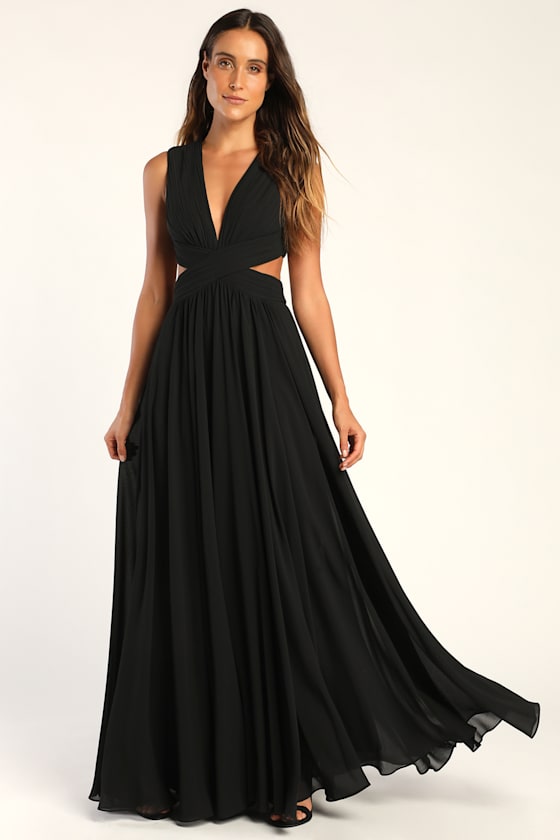 Black Maxi Dress - Black Cutout Dress - Backless Cutout Gown - Lulus