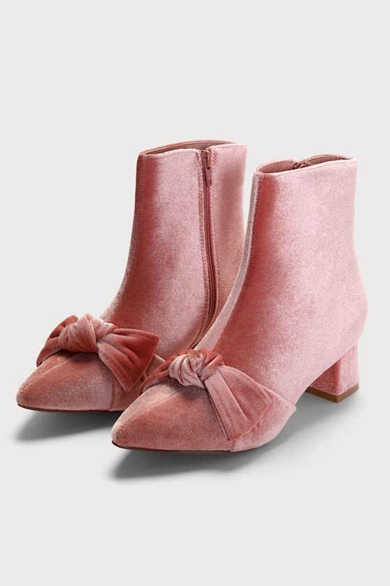 Dusty Rose Ankle Boots - Women's Boots - Bow Detail Boots - Lulus