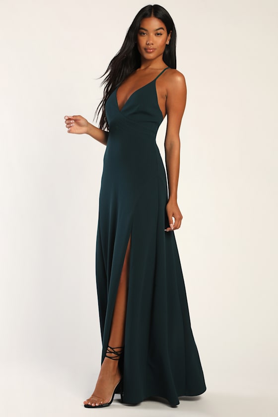 Dark Teal Maxi Dress - Backless Maxi Dress - A-Line Maxi Dress - Lulus