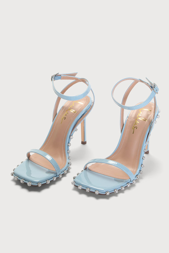 Light Blue Stiletto Heel - High Heel Sandals - Rhinestone Heels - Lulus