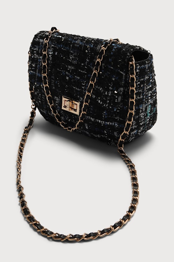 Black Multi Bag - Tweed Bag - Crossbody Bag - Purse - Lulus
