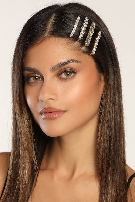 Rhinestone Hairpin Set - Four Rhinestone Hair Pins - Hair Clip - Lulus