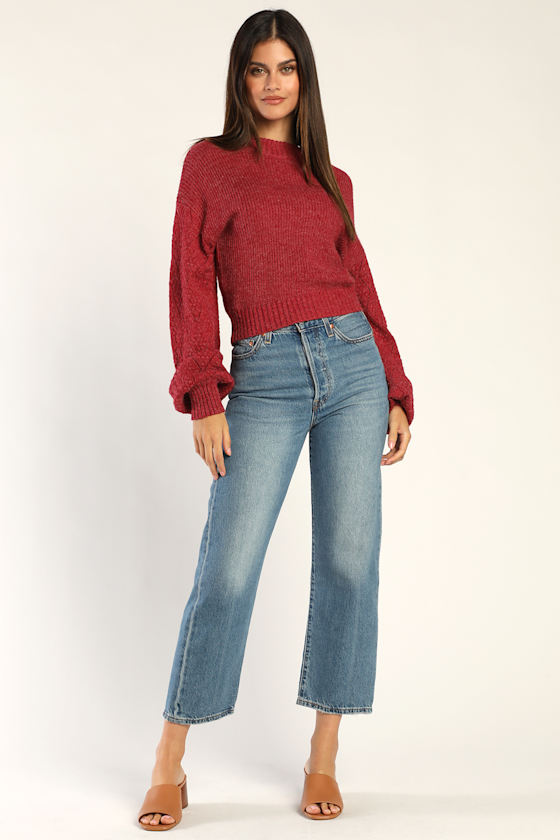 Berry Red Sweater - Long Sleeve Sweater - Cropped Sweater - Lulus